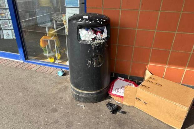 Anger as bins left overflowing at Swindon shops