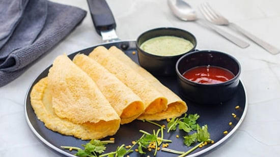 Moong dal chilla stuffed with paneer makes a healthy vegetarian ...