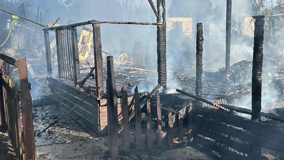 Static caravans destroyed in blaze