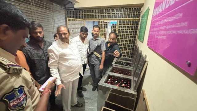 Illegal belt shops raided in Hyderabad's Madhapur