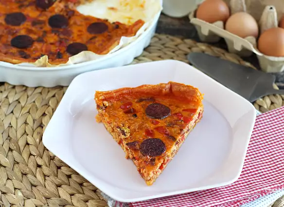 Chorizo and bell pepper quiche