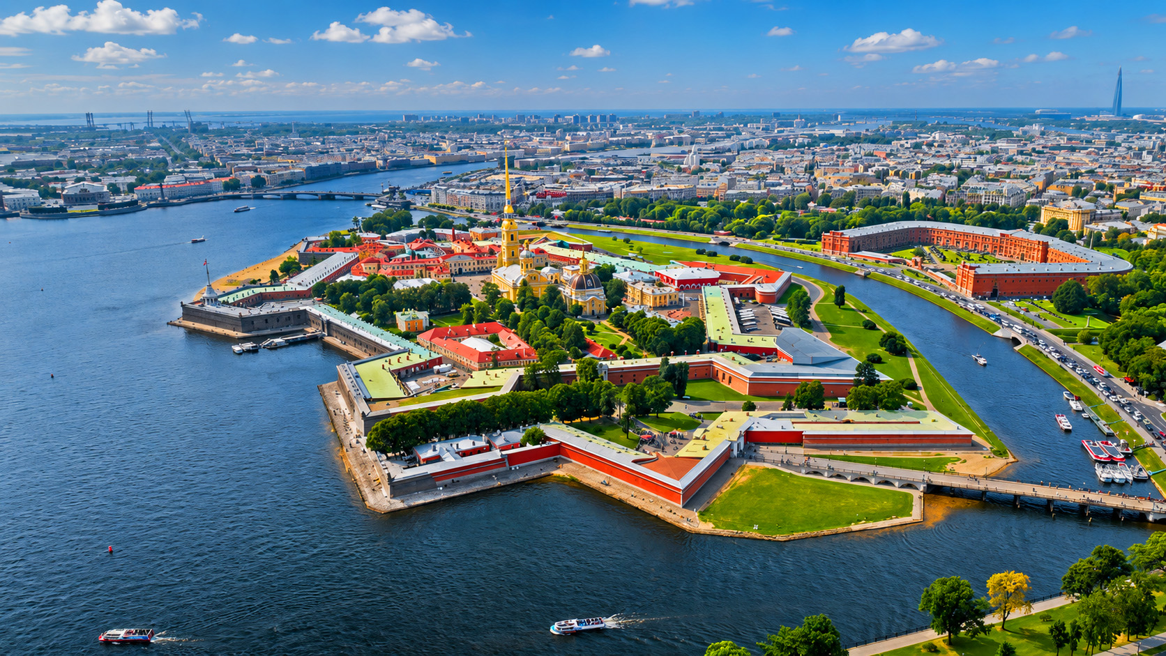 Peter and Paul Fortress rising above Saint Petersburg’s Neva River