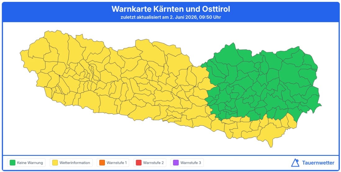 Kräftiger Regen in Oberkärnten und Osttirol erwartet