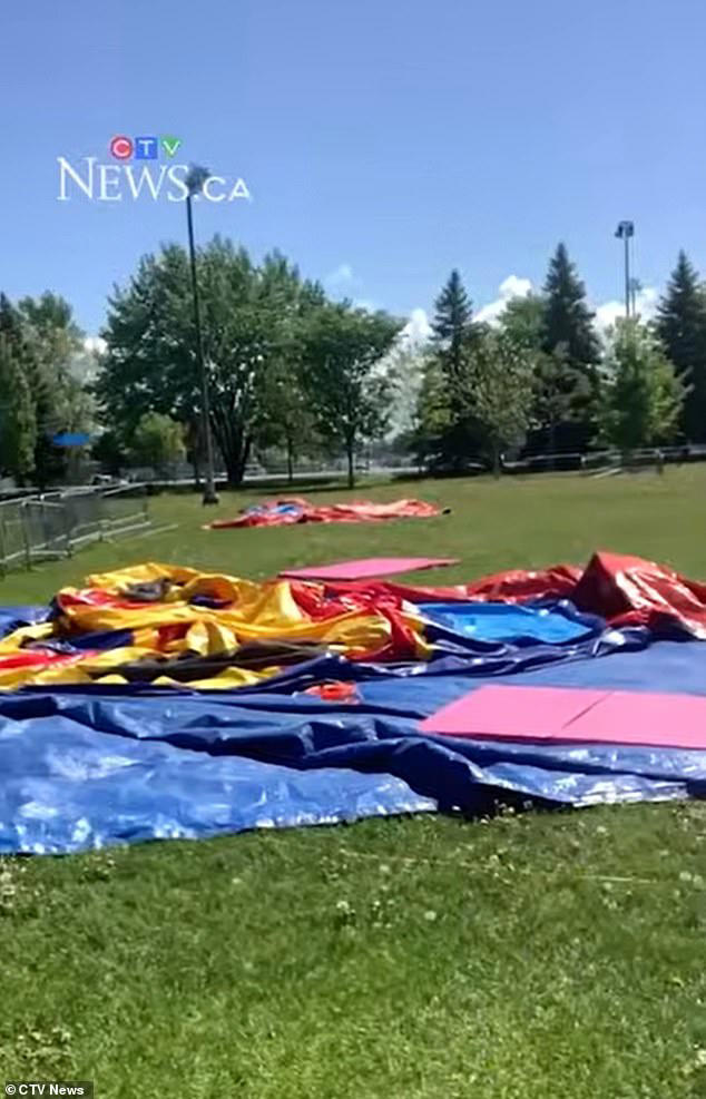 Toddler critically ill after storm sent bounce house high into sky then ...