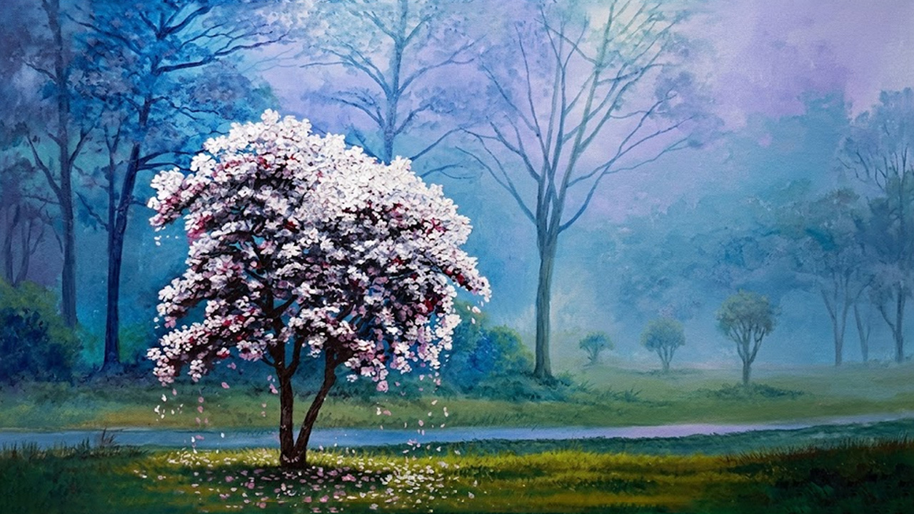 Create a beautiful dreamscape artwork with acrylic painting techniques