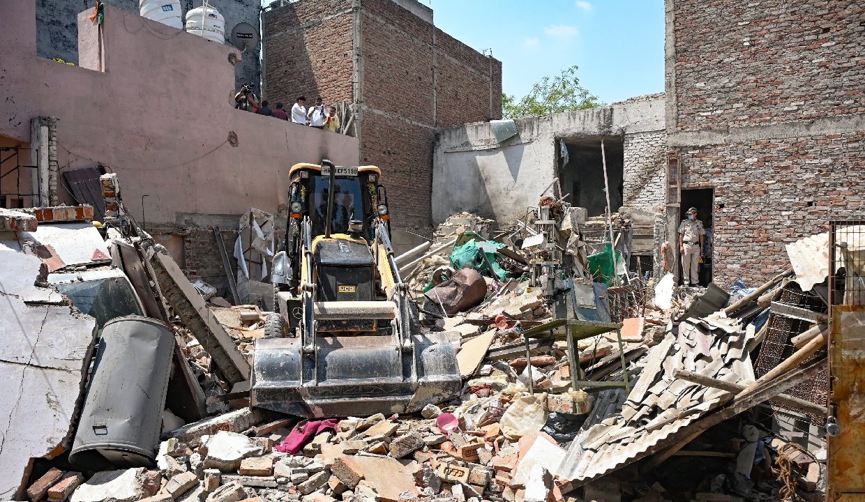 LPG cylinder blast causes house collapse in Delhi's Mukundpur