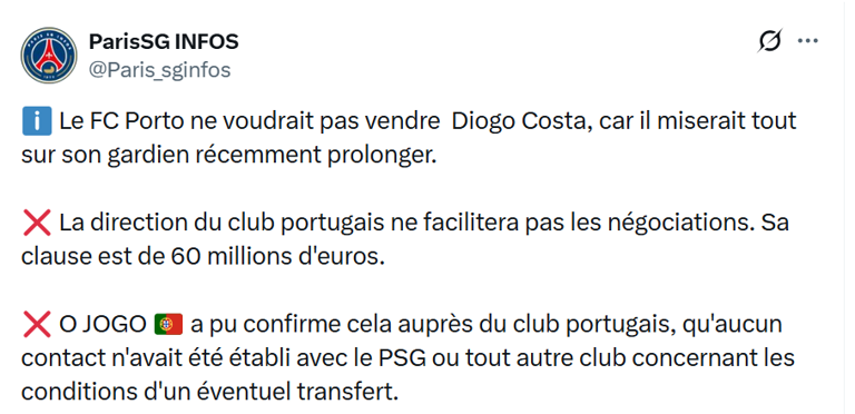 Transfer news – Diogo Costa to PSG? The verdict seems clear