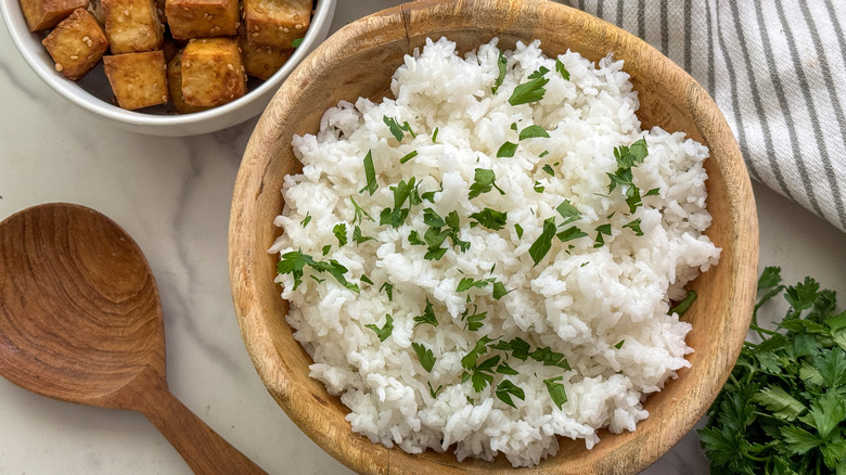 Basic stovetop steamed white rice recipe