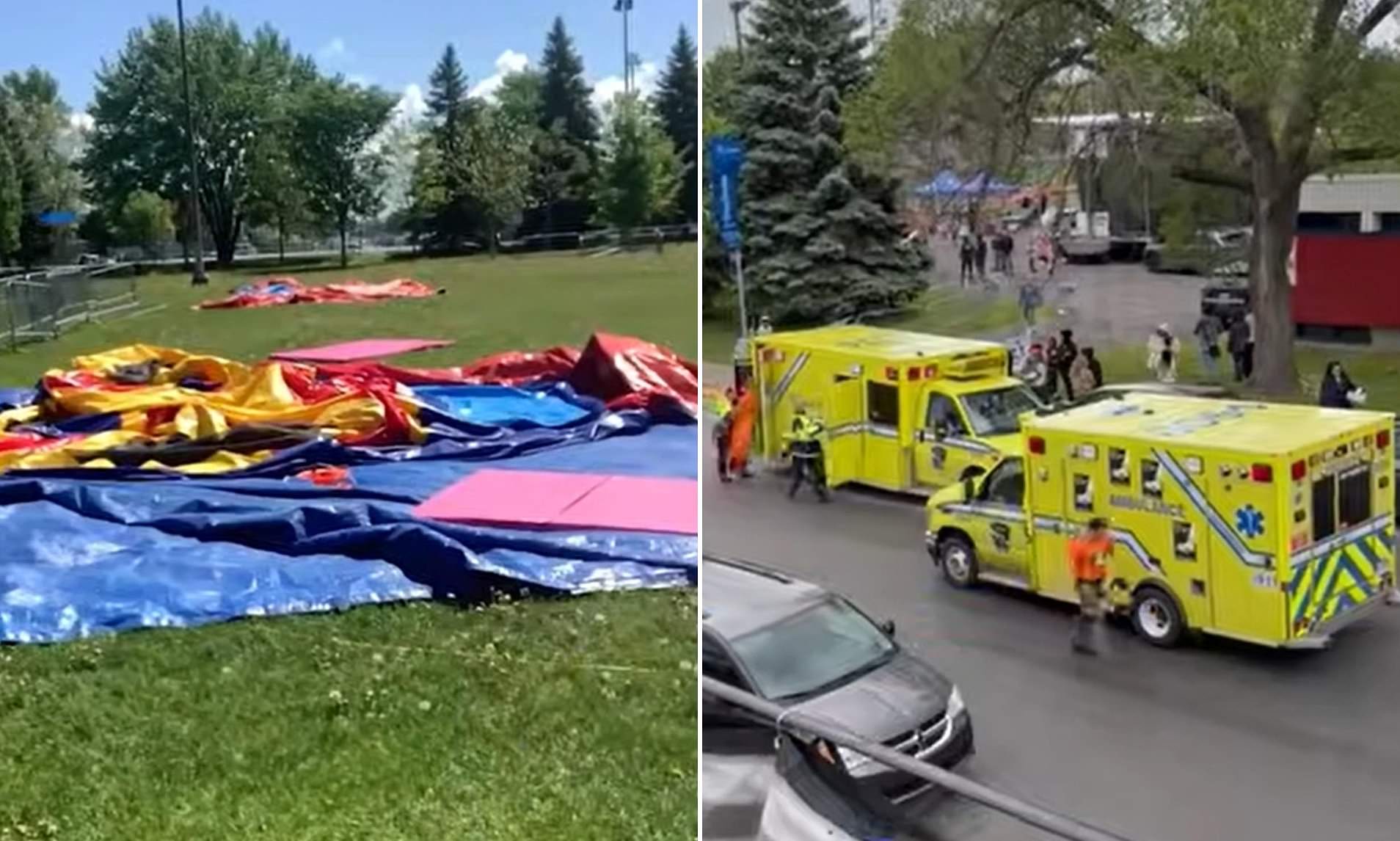 Toddler critically ill after storm sent bounce house high into sky then ...