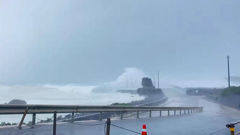 Typhoon Jangmi batters southern Japan with huge waves and strong winds
