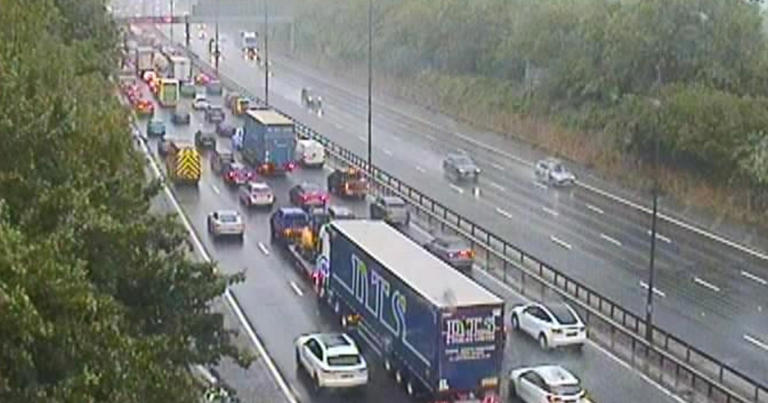 Overturned car on M25 causes major traffic on Tube strike day