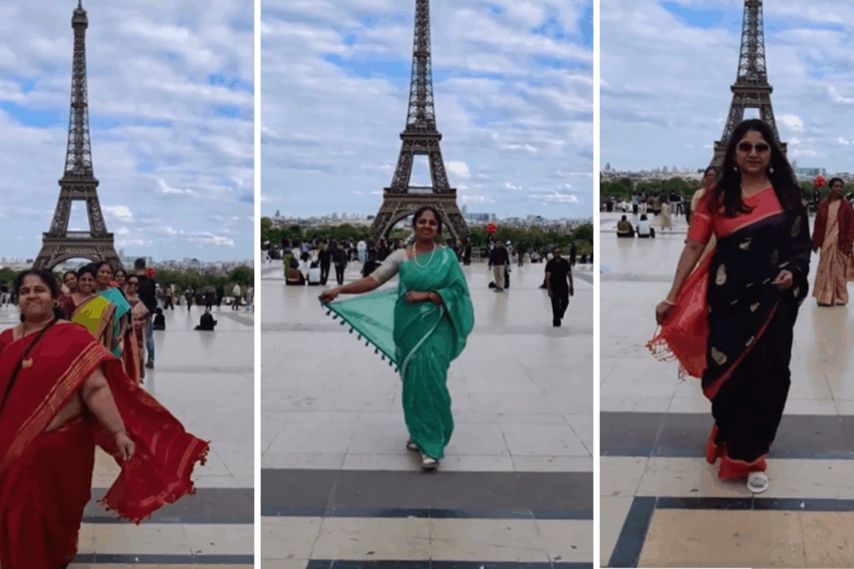 Better than those dancing reels: Indian women’s saree walk near Eiffel ...
