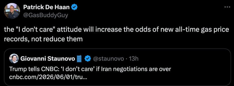Trump says he doesn't care about Iran war's economic impact, but ...