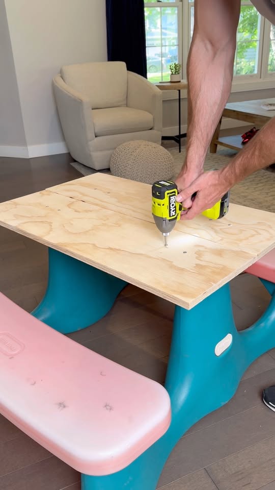 Transform an old table into a fun kids coloring board