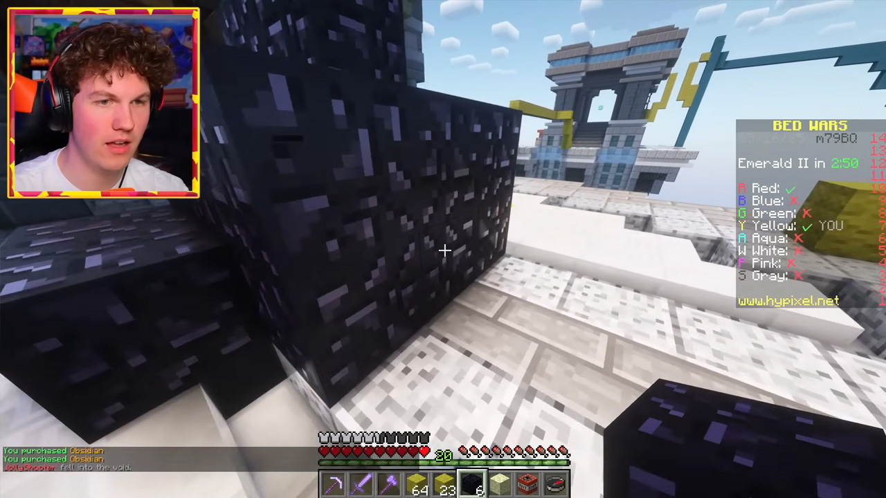 Udfordring med kun obsidianregler i Minecraft Bedwars