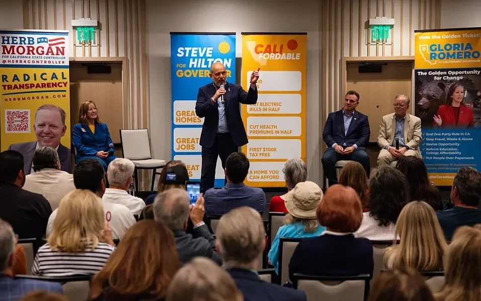 Hilton urges GOP unity in tight California primary race