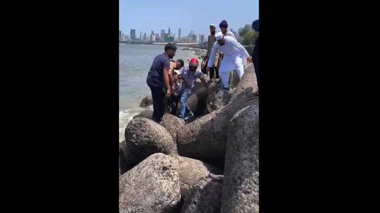 Watch: Quick action by Mumbai cop and bystanders saves woman at Marine ...
