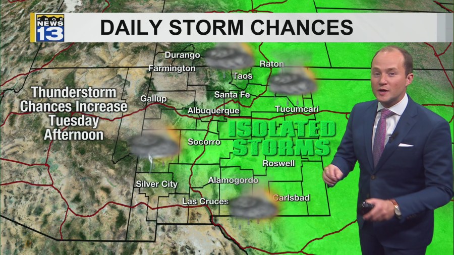 Storm chances increase across New Mexico Tuesday afternoon