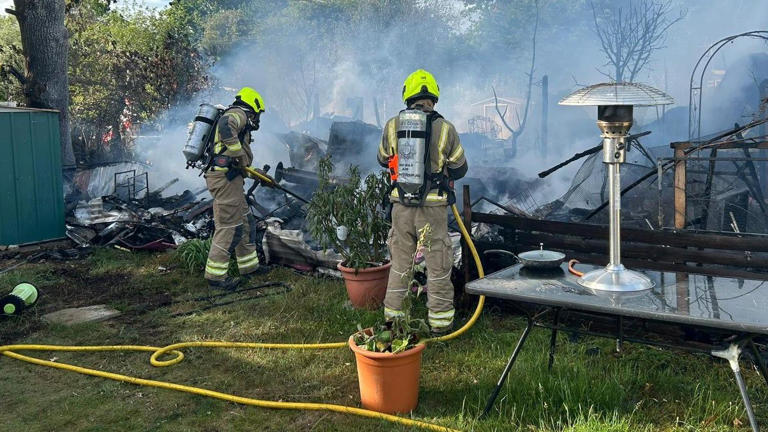 Static caravans destroyed in blaze