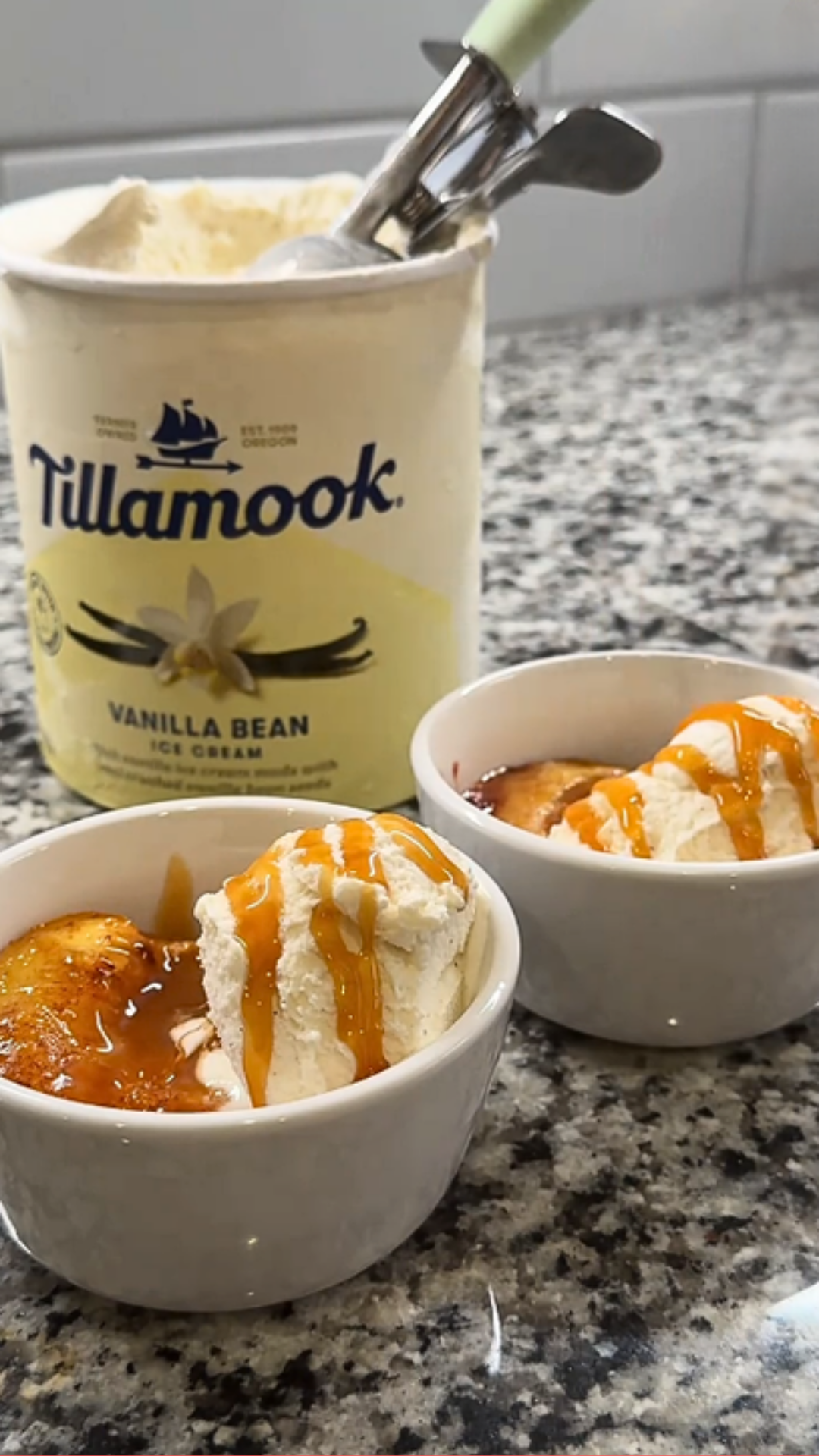 Baked brown sugar peaches dessert