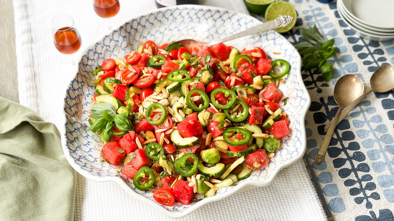 Deconstructed watermelon gazpacho salad recipe