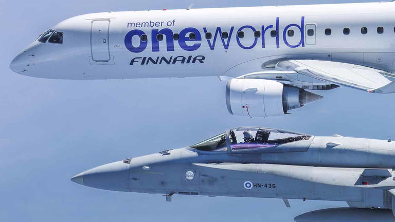F/A-18 fighters escort Finnair flight carrying Finland’s men’s ice ...