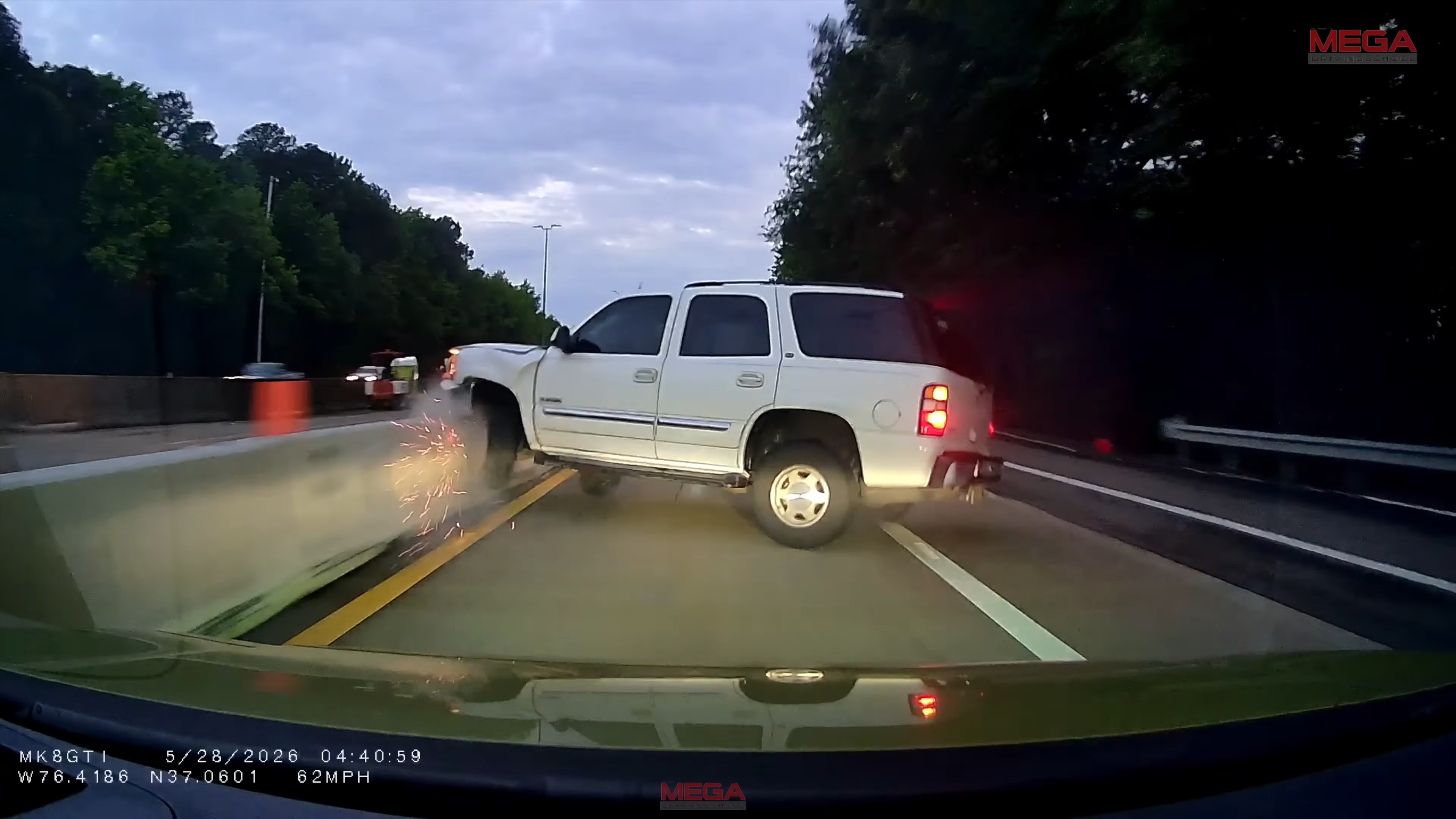 Driver's sudden hard brake ends in a horrifying highway crash