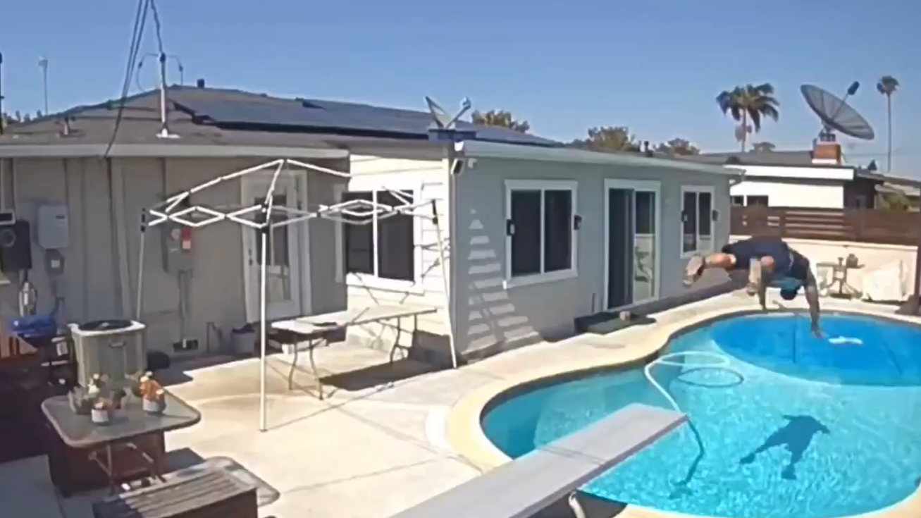 Amazon delivery driver goes for a swim