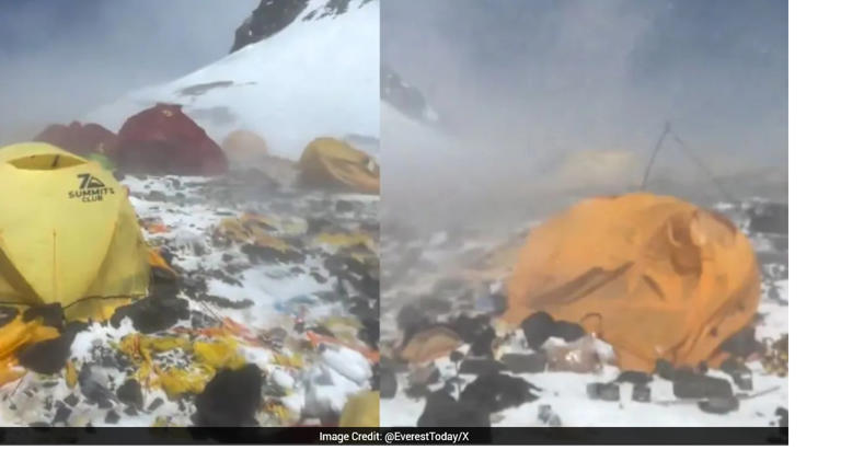 Video: Trash piles up at Everest camp, tents and oxygen bottles left behind