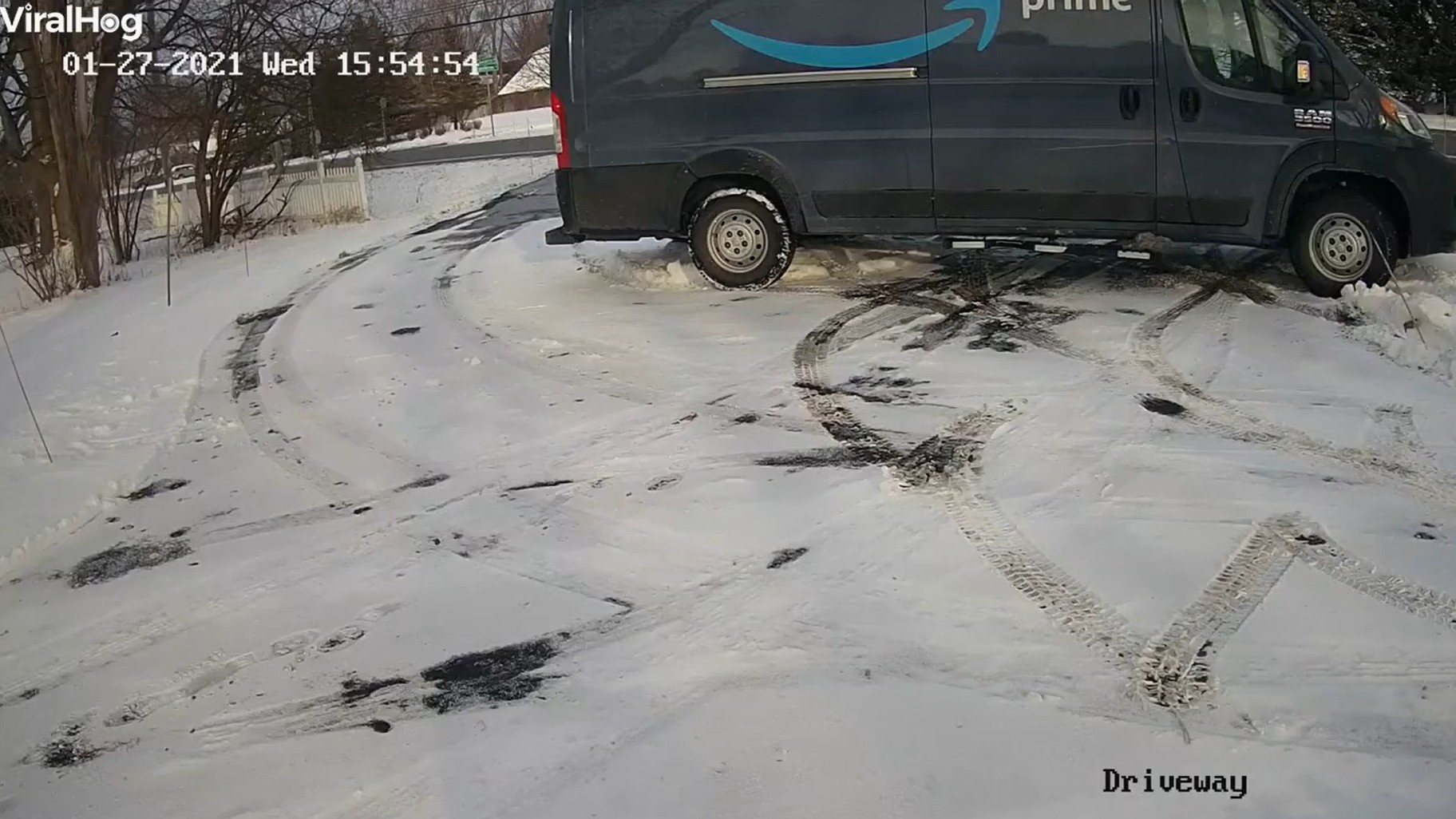Amazon driver gets van stuck in front yard and ruins lawn