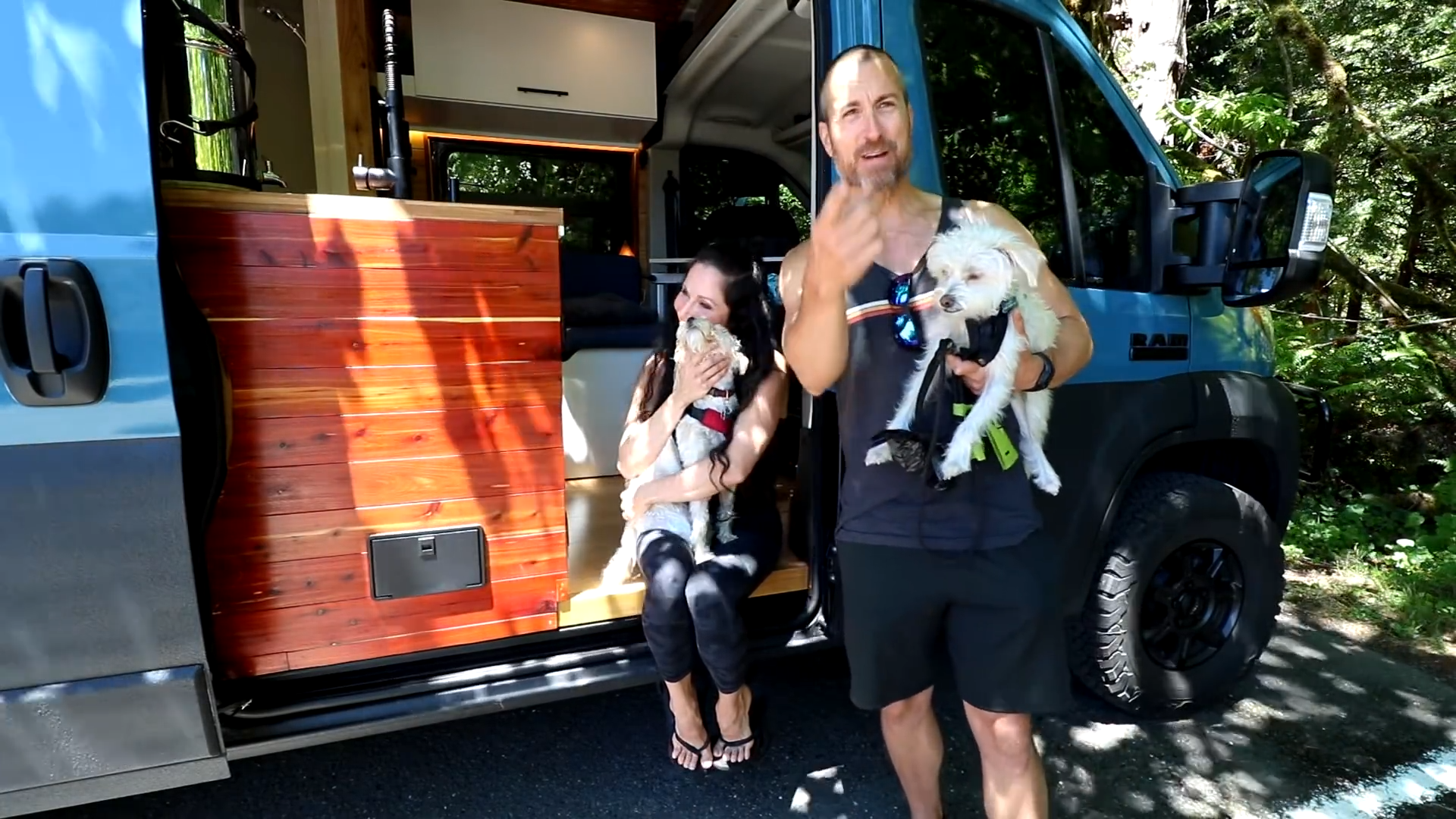 2 dogs, 2 people, 1 van… then we saw the bathroom
