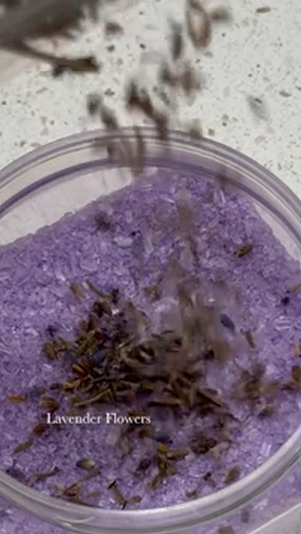 Natural lavender body scrub recipe with Epsom salt