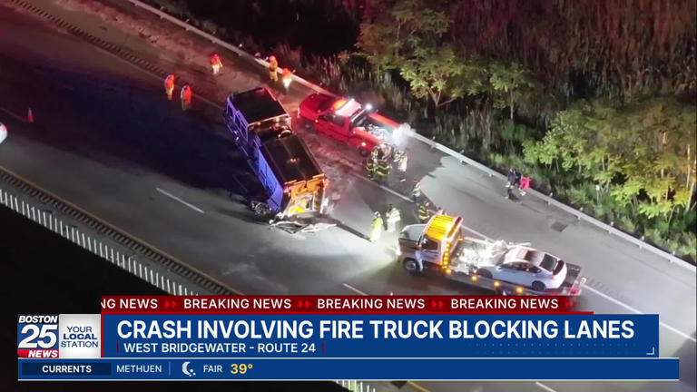 Fire truck involved in crash on Route 24 in West Bridgewater