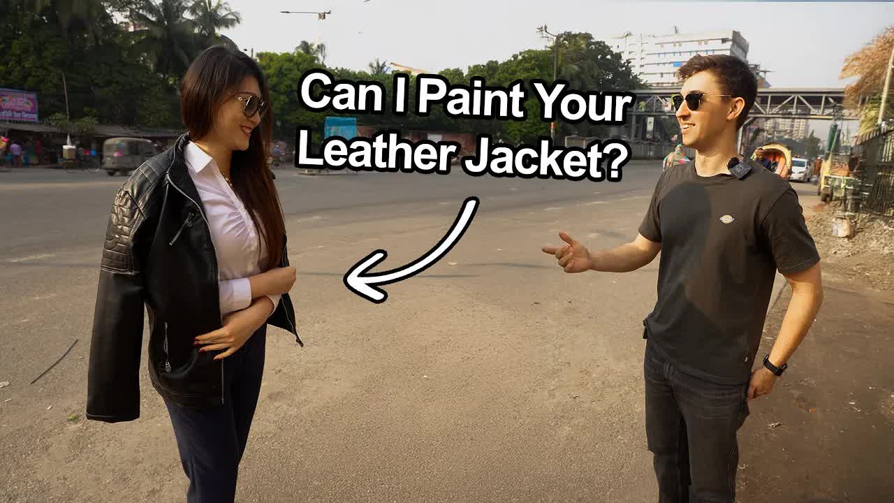 She let me upgrade her leather jacket... then she was speechless