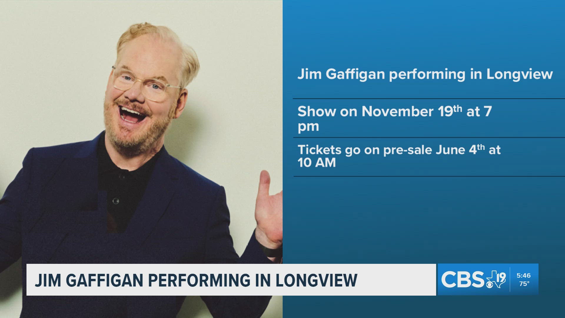 Jim Gaffigan bringing 'Everything is Wonderful' tour to Longview