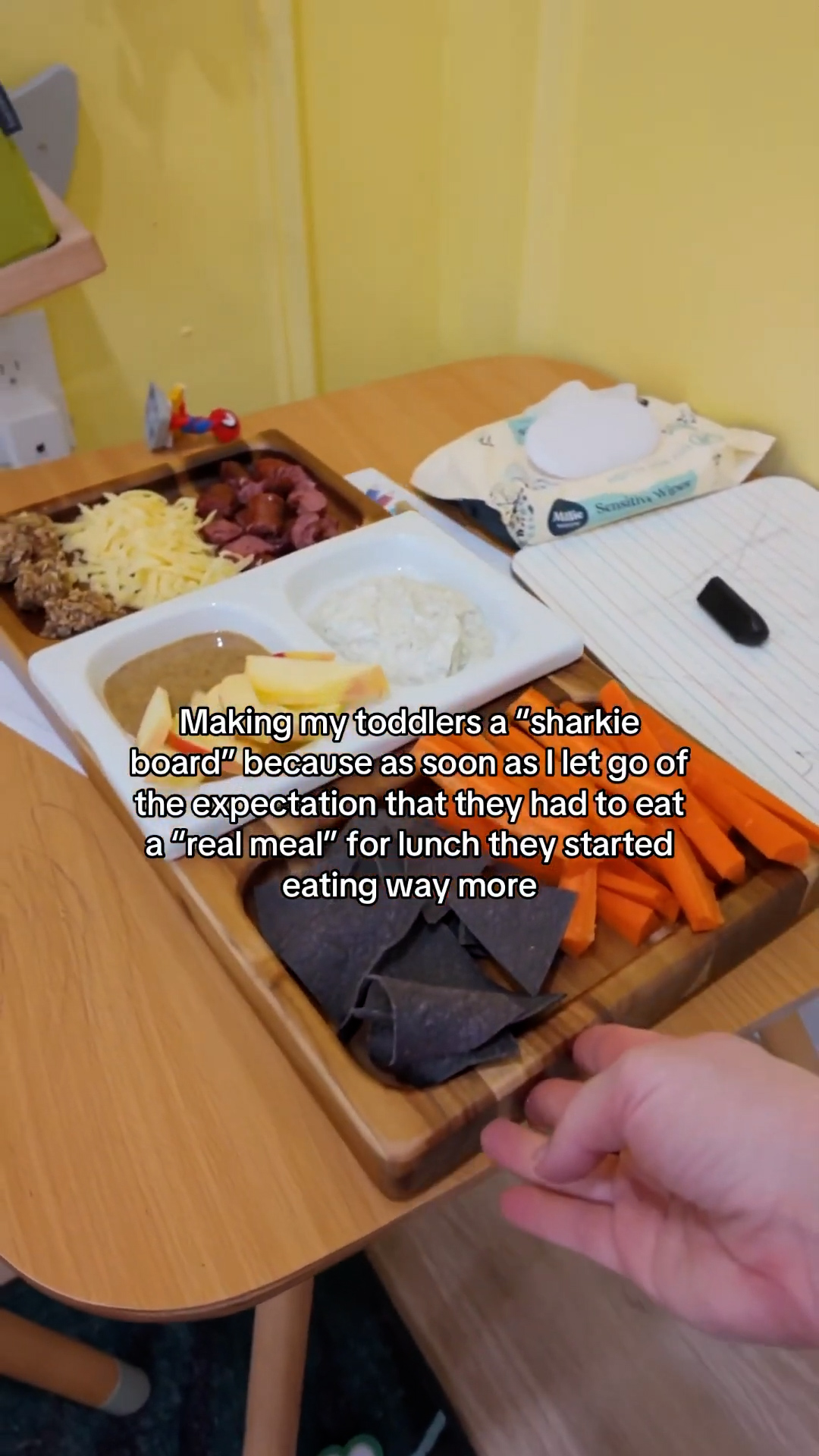 Toddler snack board versus a proper sit-down lunch on our homestead