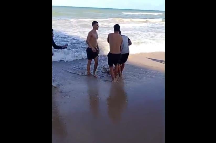 Imagens fortes: jovem é retirada do mar sem a perna após ataque de tubarão