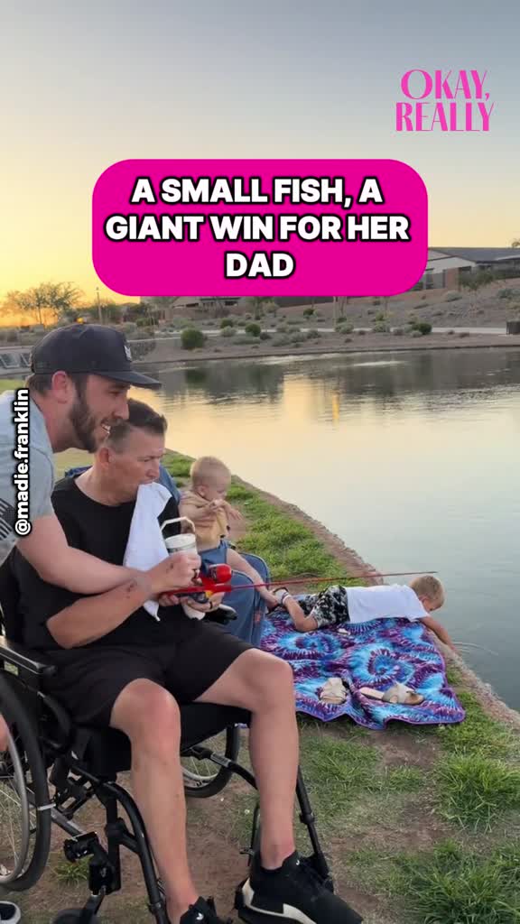 Dad catches first fish from wheelchair after brain injury