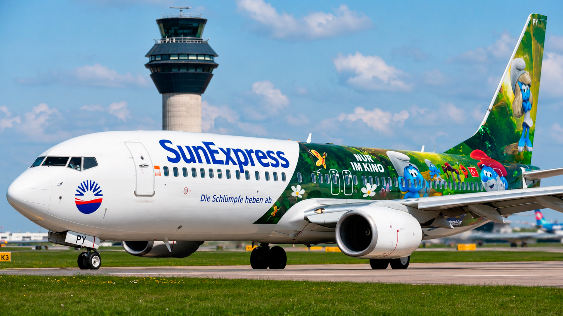 Rare Smurfs jet caught at Manchester