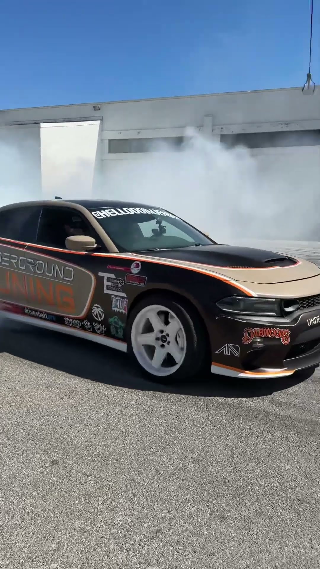 Dodge Charger Hellcat burnout gets wild
