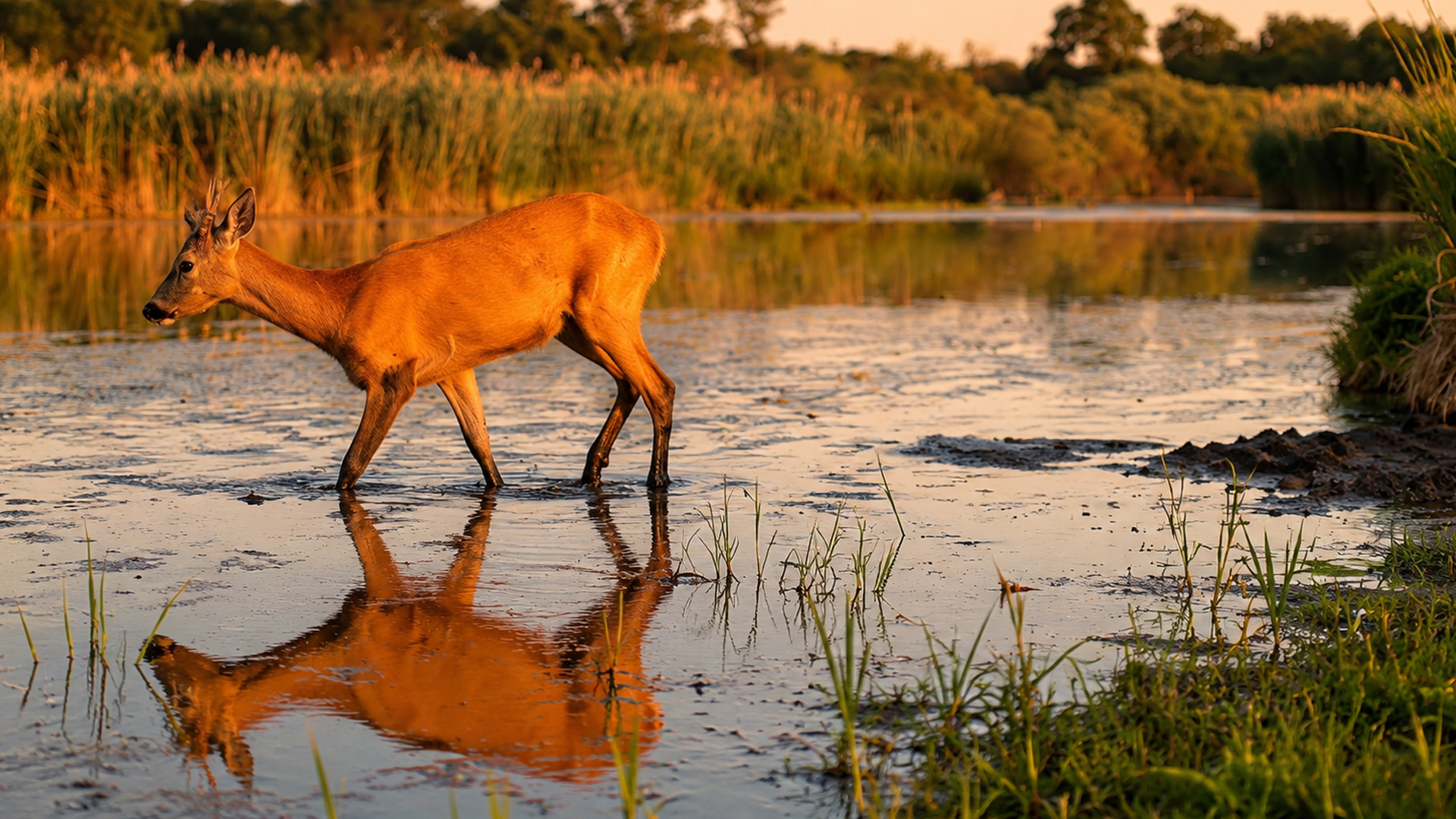 Trail camera reveals a deer’s evening journey across the marsh