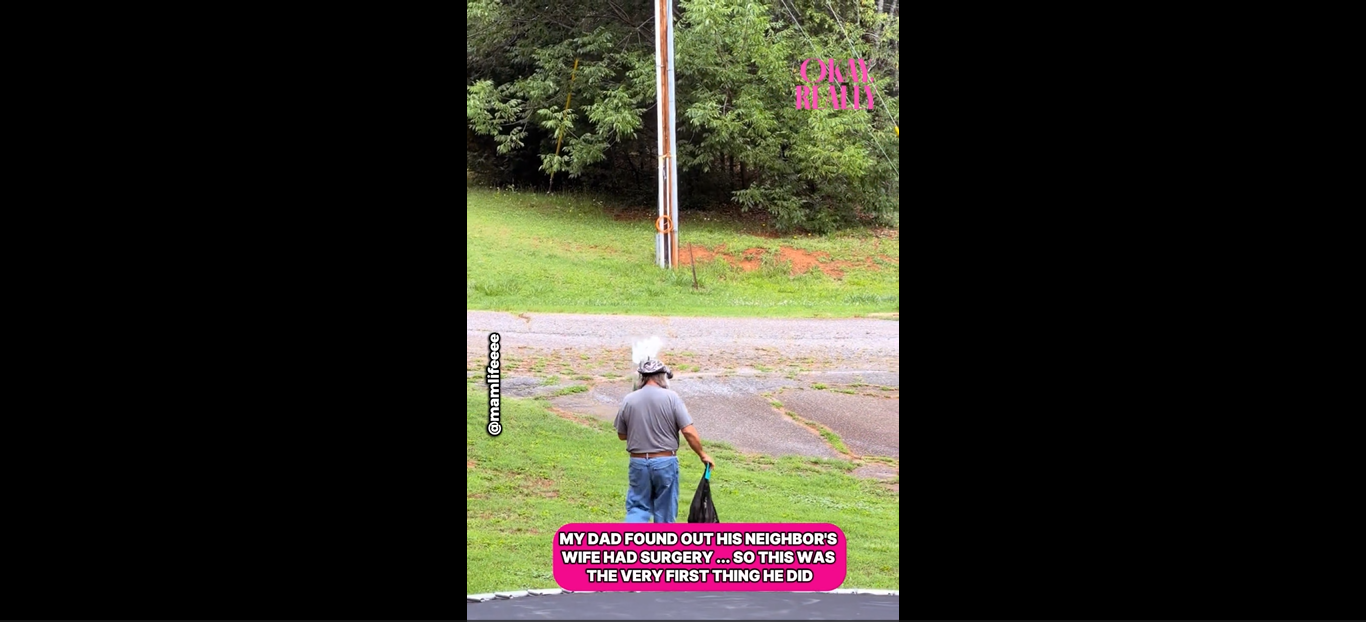 Dad Surprises Neighbour With Flowers and Treats After Surgery