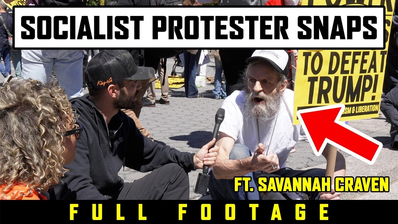 Things get heated - protester walks away after being called out