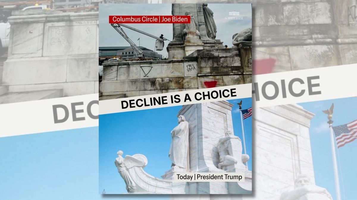Photos purport to compare pristine Columbus Circle fountain under Trump ...