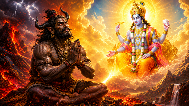 Why a demon wanted to devour Lord Vishnu
