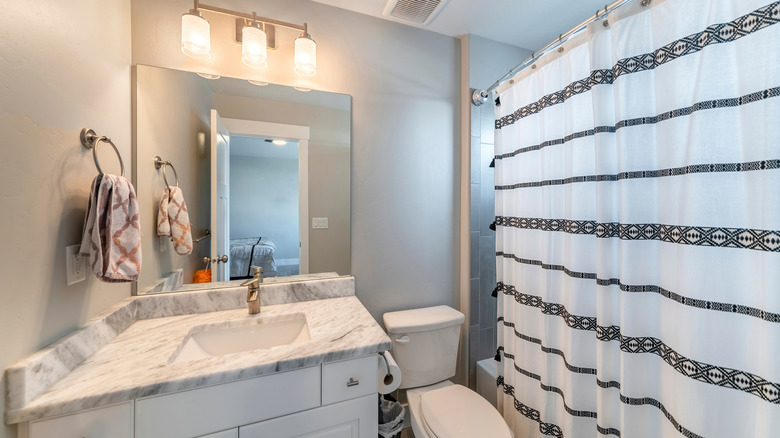 12 shower curtain colors that go well with a gray bathroom