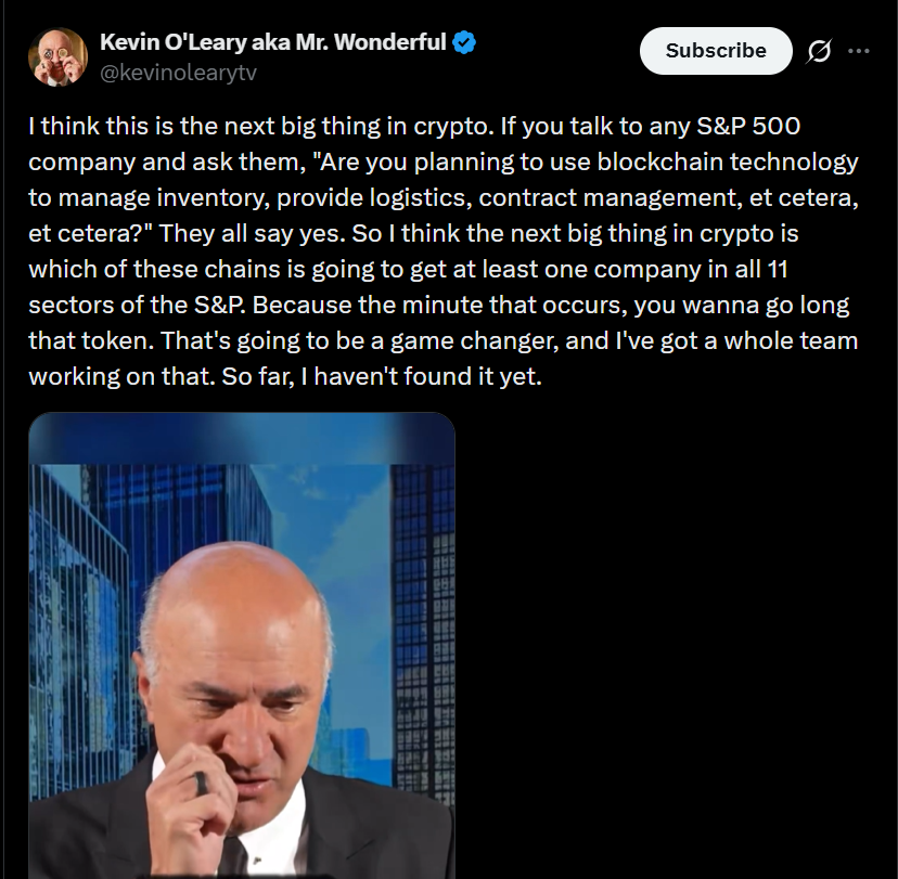 Kevin O'Leary says the biggest crypto opportunity may be hiding inside ...
