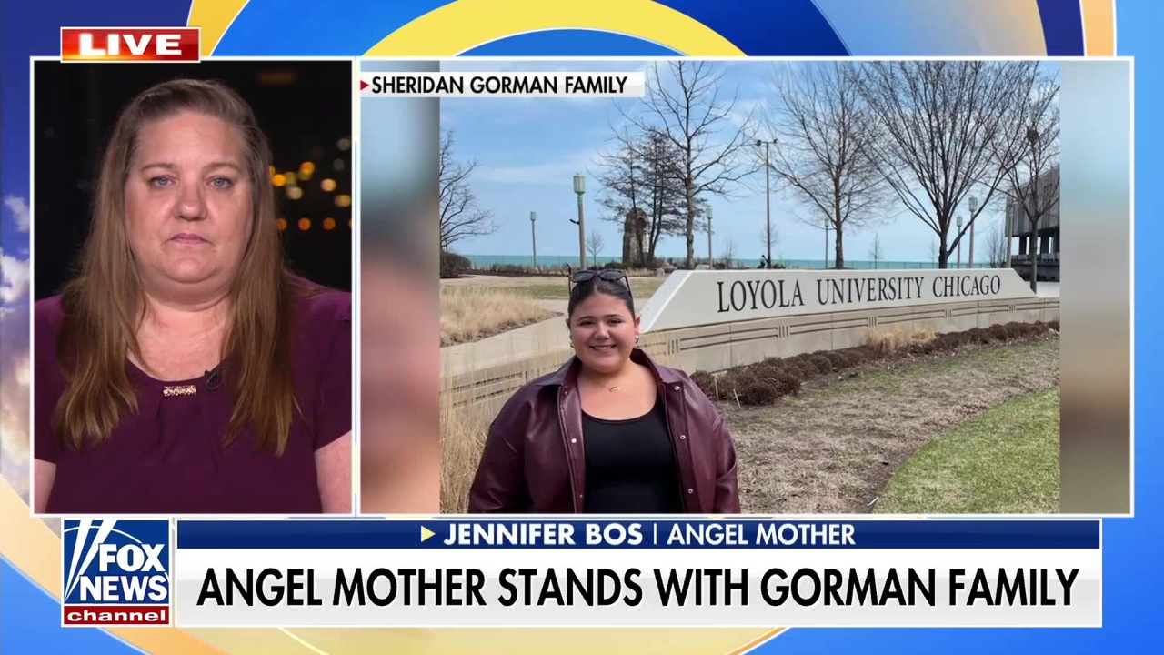 Angel mother Jennifer Bos stands with slain Loyola student Sheridan ...