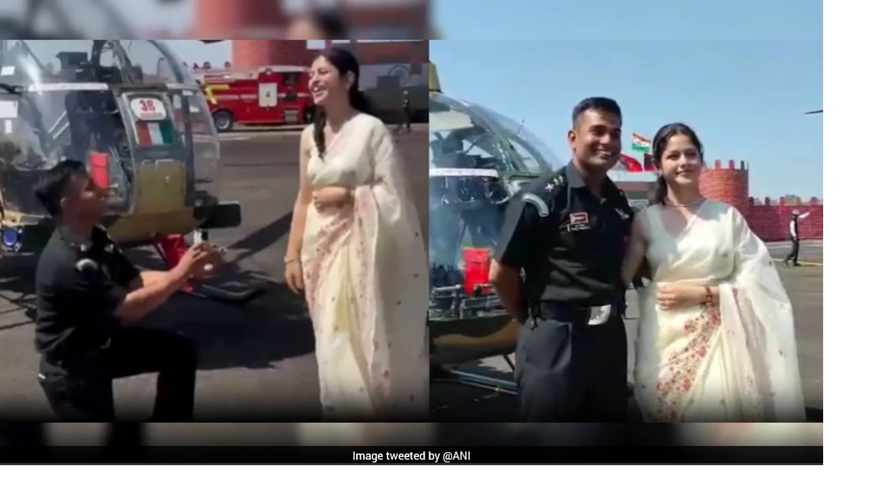 Army pilot proposes to girlfriend in front of helicopter after ...