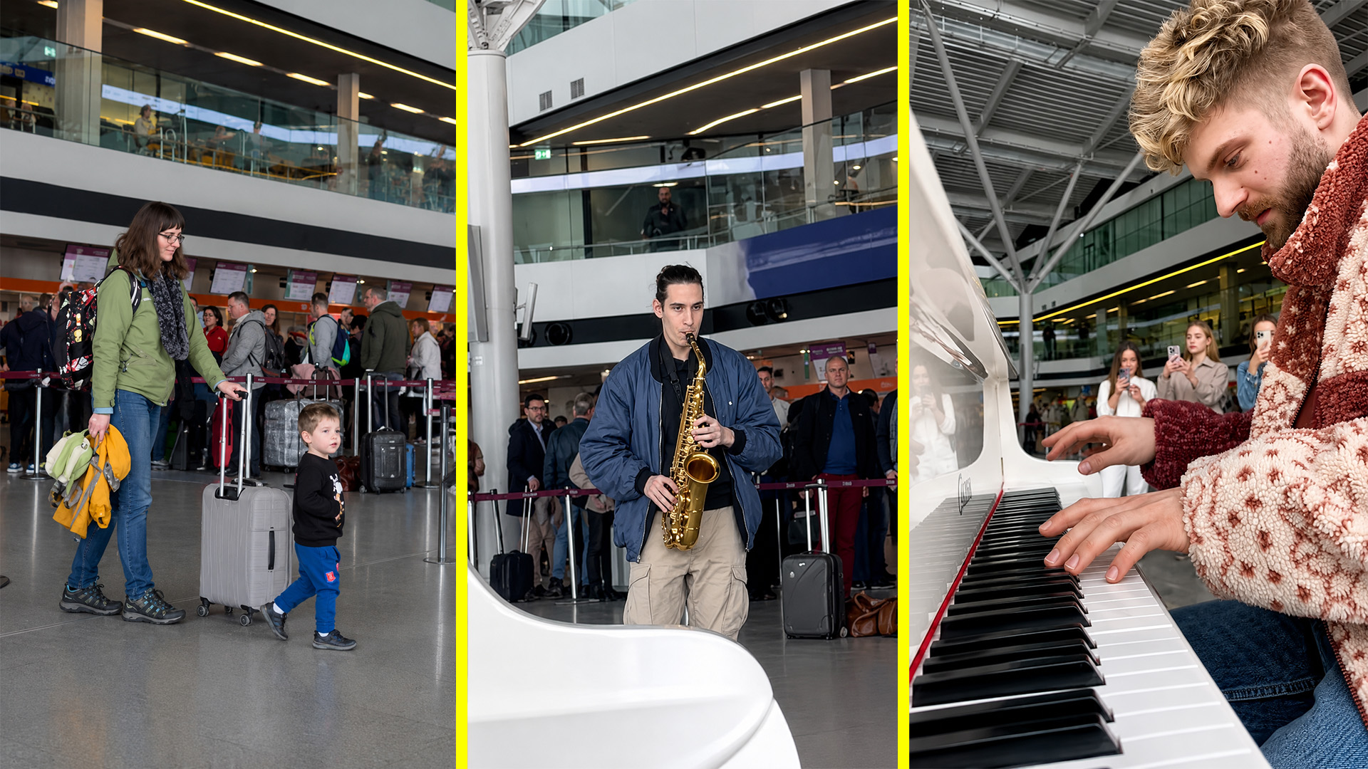 Piano and Saxophone Filled the Airport With Music